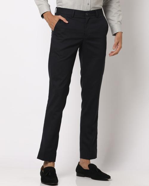 Buy Slim Fit Flat-Front Trousers Online at Best Prices in India - JioMart.