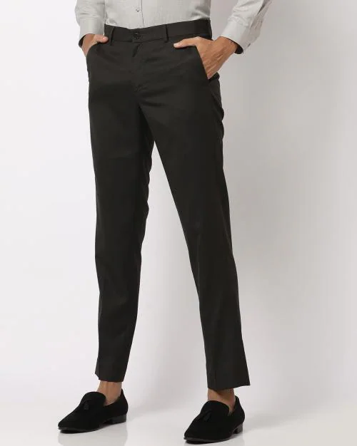 Buy Slim Fit Flat-Front Trousers Online at Best Prices in India - JioMart.