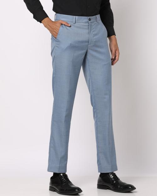 Buy Slim Fit Flat-Front Trousers Online at Best Prices in India - JioMart.
