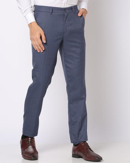 Buy Slim Fit Flat-Front Trousers Online at Best Prices in India - JioMart.