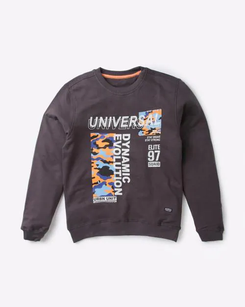 Buy Typographic Print Crew-Neck Sweatshirt Online at Best Prices in ...