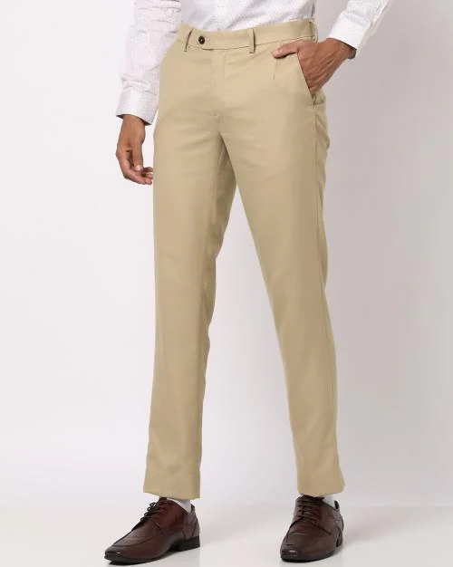 Buy Slim Fit Flat-Front Trousers Online at Best Prices in India - JioMart.