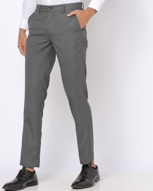 Buy Slim Fit Flat-Front Trousers Online at Best Prices in India - JioMart.