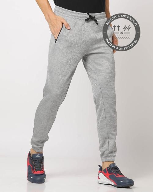 Buy Men Bonded Heathered Joggers with Zip Pockets Online at Best Prices ...