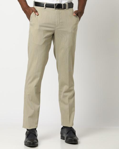 Buy Slim Fit Flat-Front Trousers Online at Best Prices in India - JioMart.