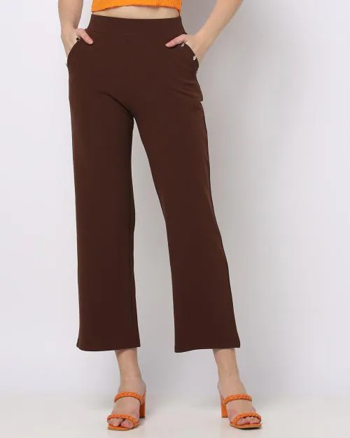 Buy Slim Fit Flat-Front Pants with Insert Pockets Online at Best Prices ...