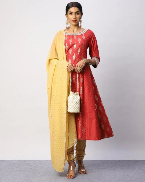 Buy Embellished Flared Kurta Suit Set Online at Best Prices in India ...