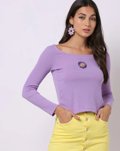 Buy Ribbed Round-Neck Top Online at Best Prices in India - JioMart.