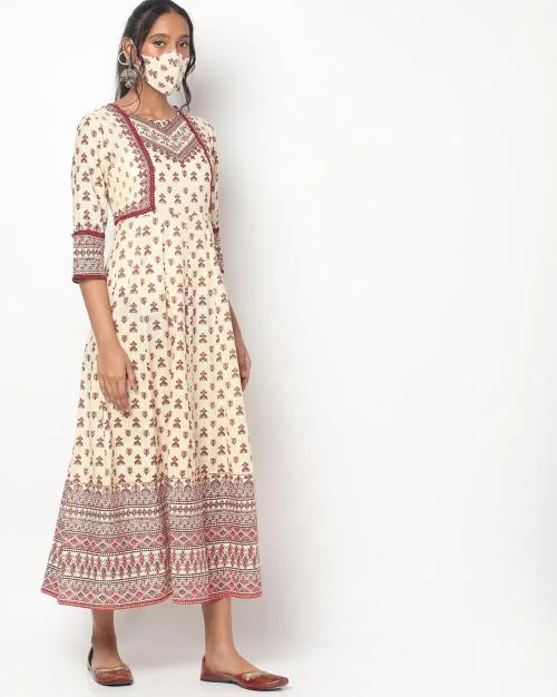 Buy Printed A-line Dress with Mask Online at Best Prices in India ...