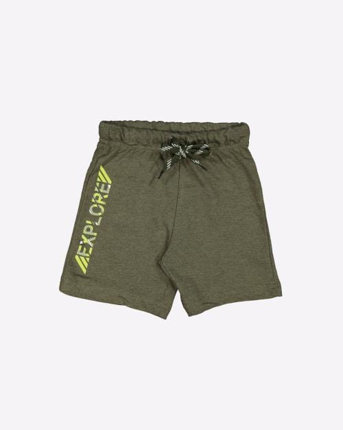 Buy Typographic Print Shorts with Drawstring Waist Online at Best ...