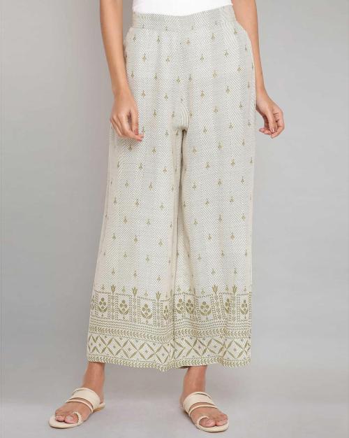 Buy Women & Olive Printed Parallel Pants Online at Best Prices in India ...