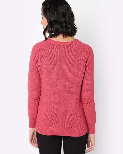 Buy Knitted Pattern Crew-Neck Pullover Online at Best Prices in India ...