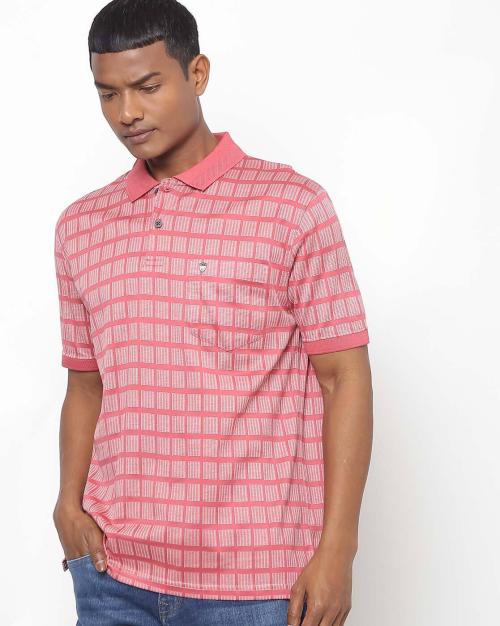 Buy Regular Fit Checked Polo T-Shirt with Patch Pocket Online at Best ...