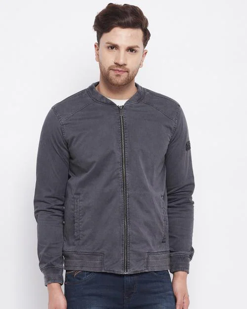 Buy Slim Fit Zip-Front Jacket with Insert Pockets Online at Best Prices ...