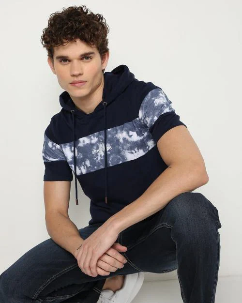 Buy Hooded T-shirt with Printed Panel Online at Best Prices in India ...