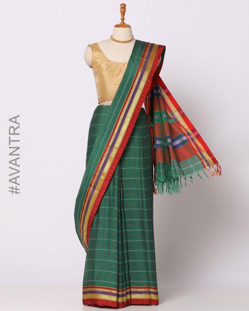 Buy Checked Cotton Blend Saree Online at Best Prices in India - JioMart.