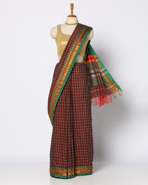 Buy Women Checked Jacquard Saree Online at Best Prices in India - JioMart.