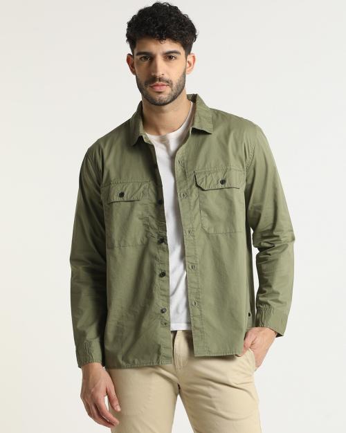 Buy Cotton Shacket with Flap Pockets Online at Best Prices in India ...