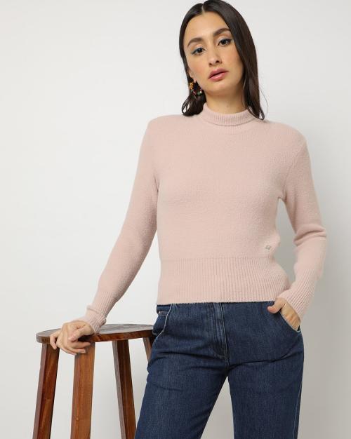 Buy High-Neck Pullover with Ribbed Hem Online at Best Prices in India ...