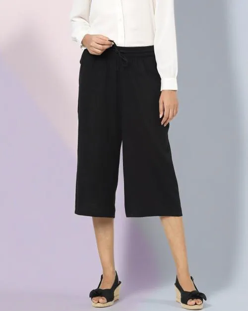 Buy High-Rise Culottes with Elasticated Waist Online at Best Prices in ...