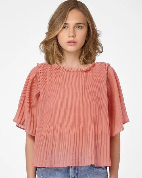 Buy Pleated Top with Flared Sleeve Online at Best Prices in India ...