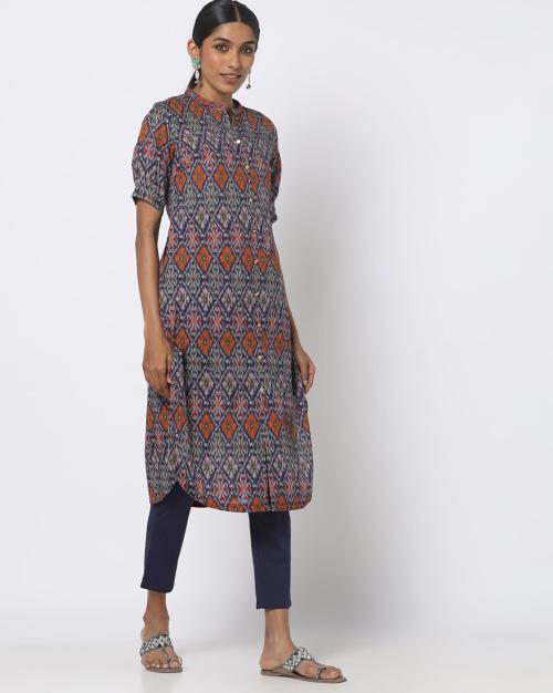 Buy Ikkat Print Striaght Kurta Set Online at Best Prices in India ...