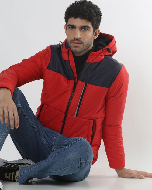 Buy Colourblock Hooded Puffer Jacket Online at Best Prices in India ...
