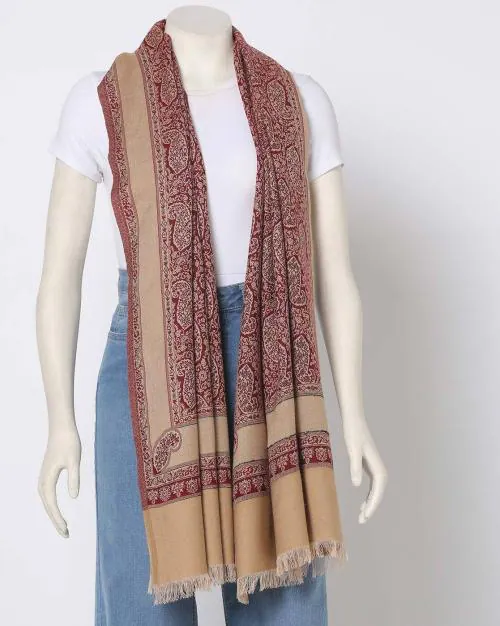 Buy Women Paisley Print Shawl with Frayed Hem Online at Best Prices in ...