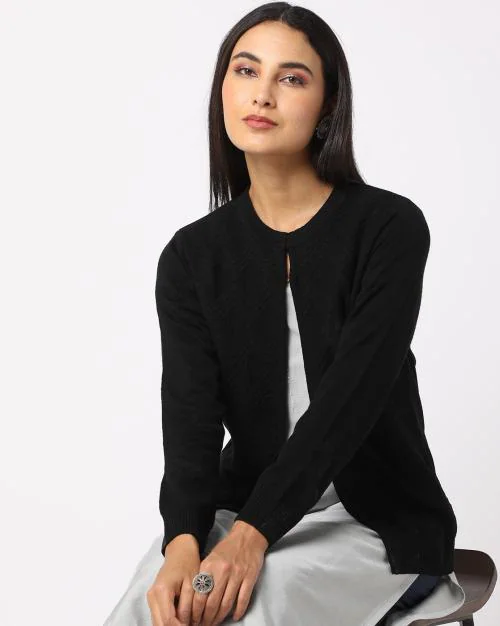 Buy Geometric-Knit Front-Open Shrug Online at Best Prices in India ...