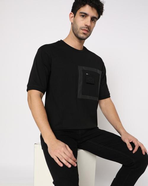 Buy Regular Fit Crew-Neck T-Shirt with Zip Pocket Online at Best Prices ...