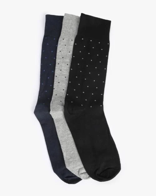Buy Set of 3 Micro Print Mid-Calf Length Socks Online at Best Prices in ...