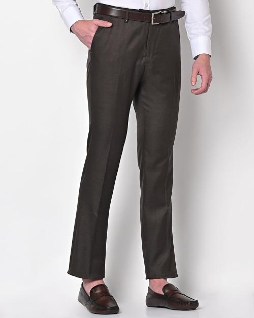 Buy Straight Fit Flat-Front Trousers Online at Best Prices in India ...