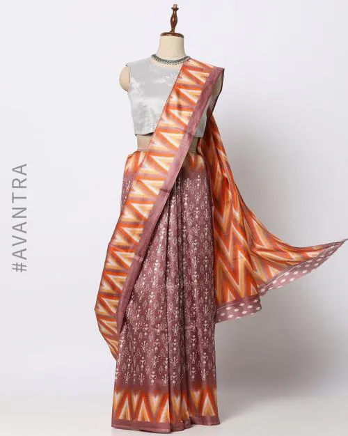 Buy Tribal Print Saree with Contrast Border Online at Best Prices in ...