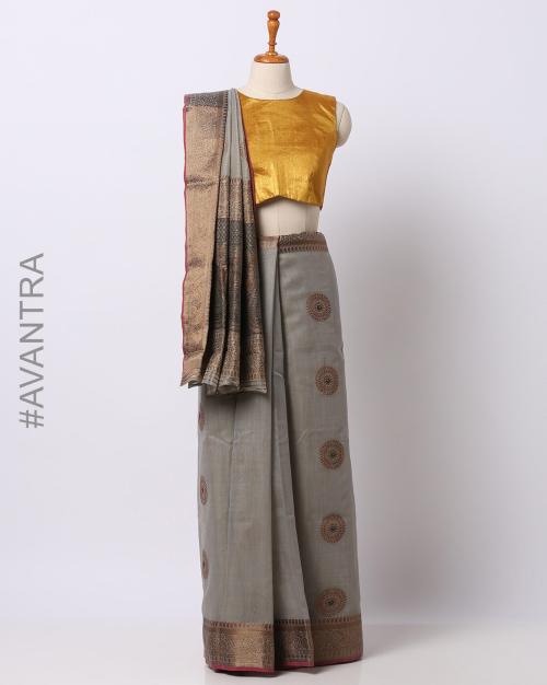 Buy Linen Saree with Floral Woven Motifs Online at Best Prices in India ...