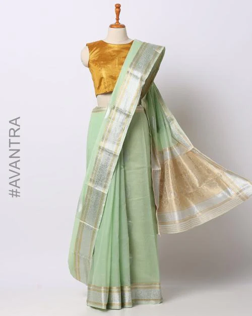 Buy Linen Saree with Floral Woven Motifs Online at Best Prices in India ...