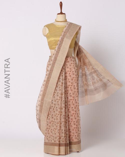 Buy Floral Print Saree with Zari Border Online at Best Prices in India ...