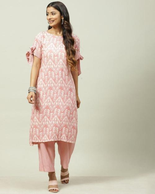 Buy Printed Straight Kurta with Pants & Mask Online at Best Prices in ...