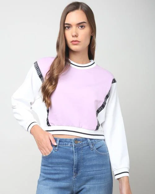 Buy Women Colourblock Round-Neck Sweatshirt Online at Best Prices in India - JioMart.
