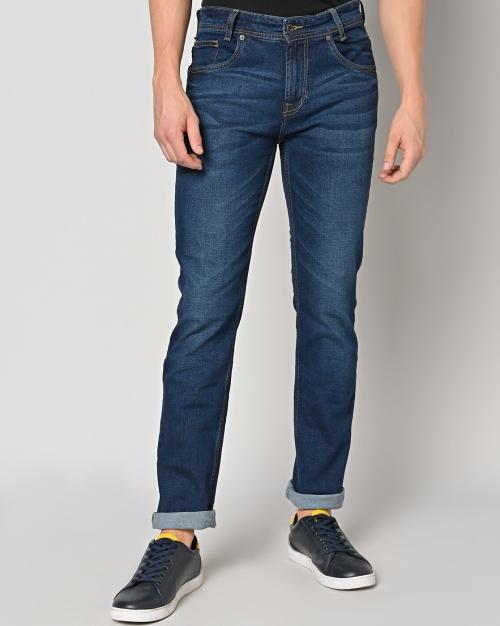 Buy Light-Wash Mid-Rise Slim Jeans Online at Best Prices in India ...