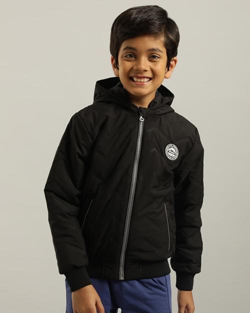 Buy Chevron Pattern Puffer Hooded Jacket Online at Best Prices in India ...