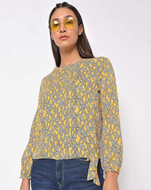 Buy Graphic Print Top with Peasant Sleeve Online at Best Prices in ...