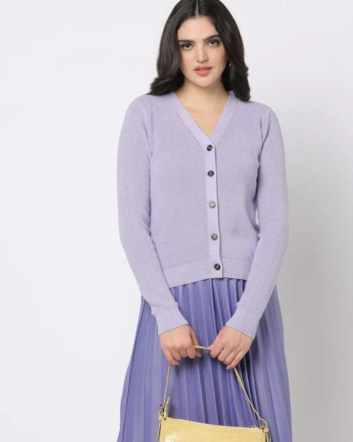 Buy Front-Open V-Neck Cardigan Online at Best Prices in India - JioMart.