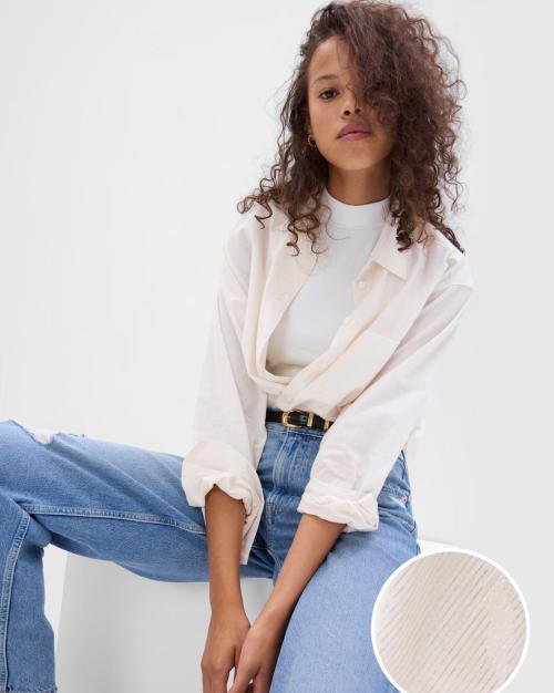 Buy Loose Fit Organic Cotton Shirt with Patch Pocket Online at Best ...