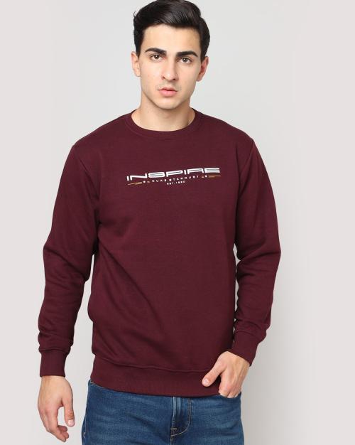 Buy Typographic Print Regular Fit Crew-Neck Sweatshirt Online at Best ...