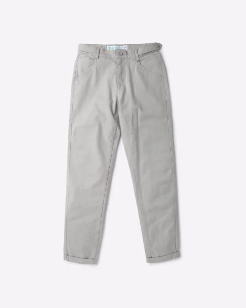 Buy Slim Fit Flat-Front Trousers with Insert Pockets Online at Best ...