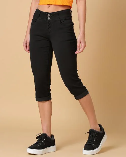 Buy K4023 Mid-Rise Slim Fit Capris Online at Best Prices in India ...