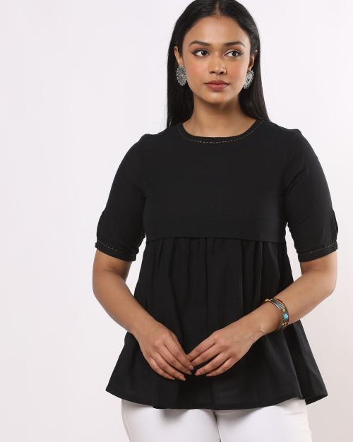 Buy Women Round-Neck Flared Top Online at Best Prices in India - JioMart.