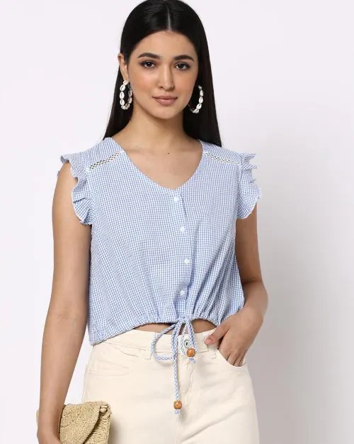 Gingham Checked Crop Top - JioMart