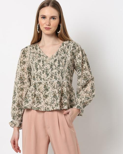Buy Floral Print V-Neck Top Online at Best Prices in India - JioMart.