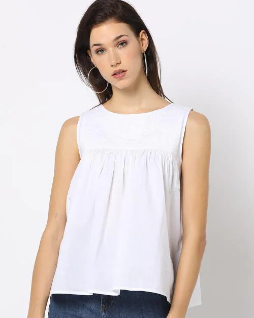 Embroidered Sleeveless Top - JioMart